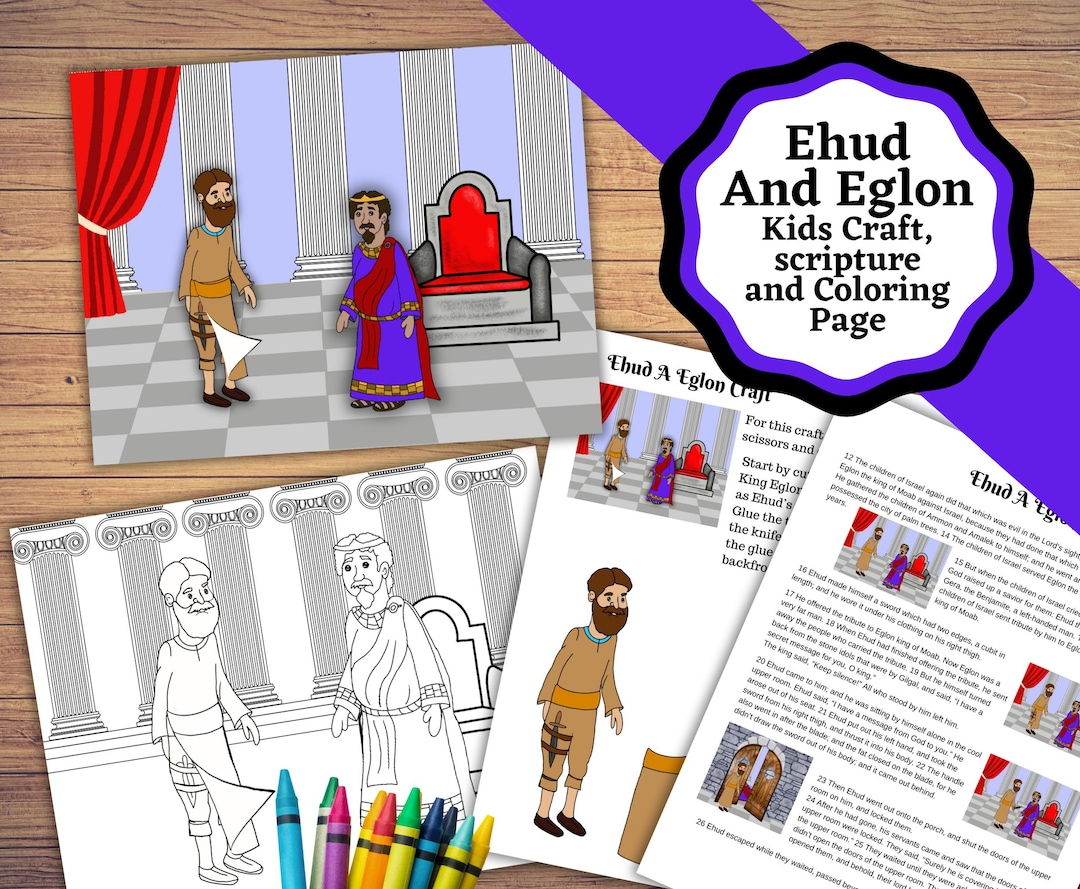 Printable Bible Lesson of Ehud and Eglon, God Frees Israel Through Ehud ...