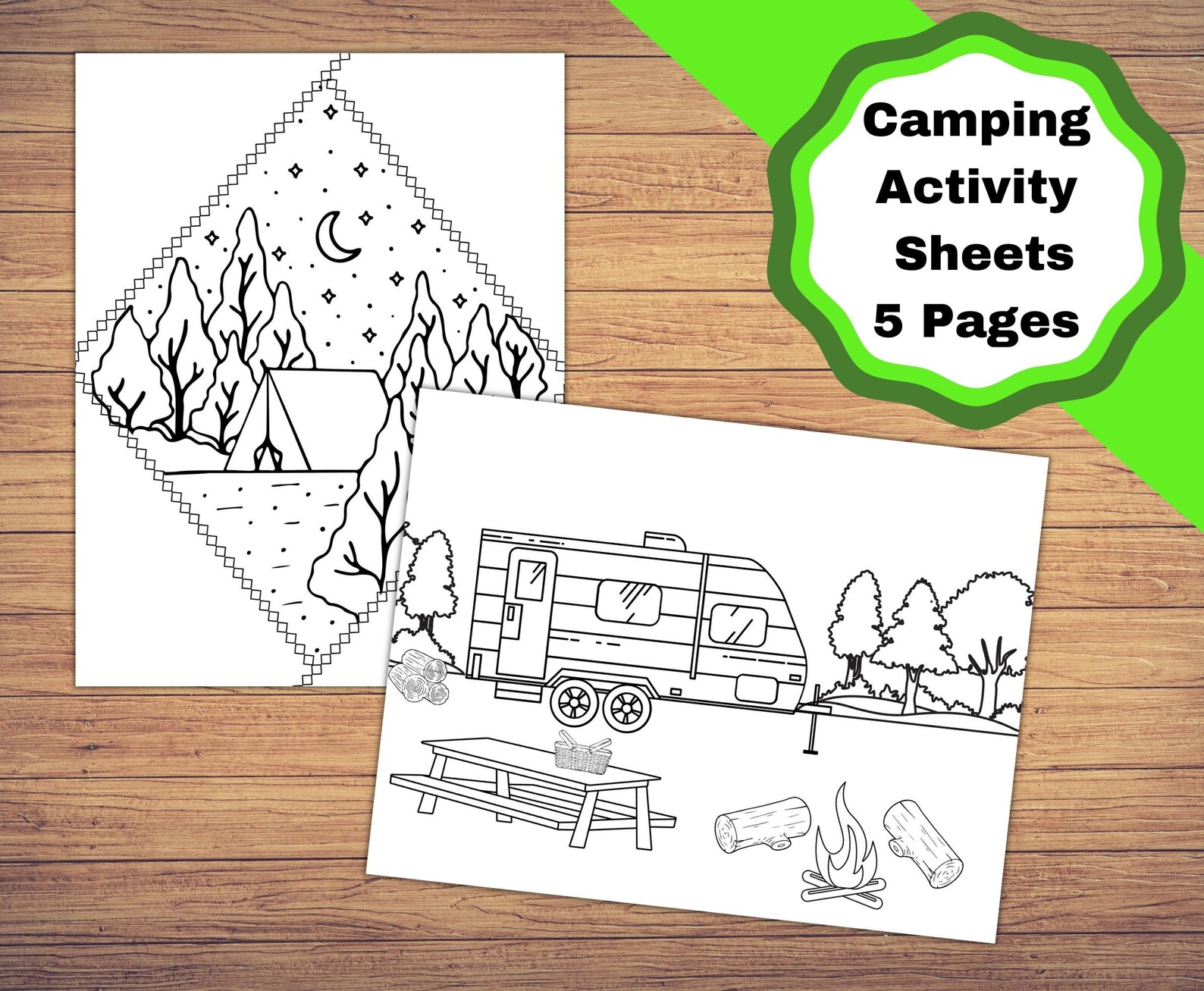 Printable Camping Themed Games and Activity Sheets, Camping Coloring ...