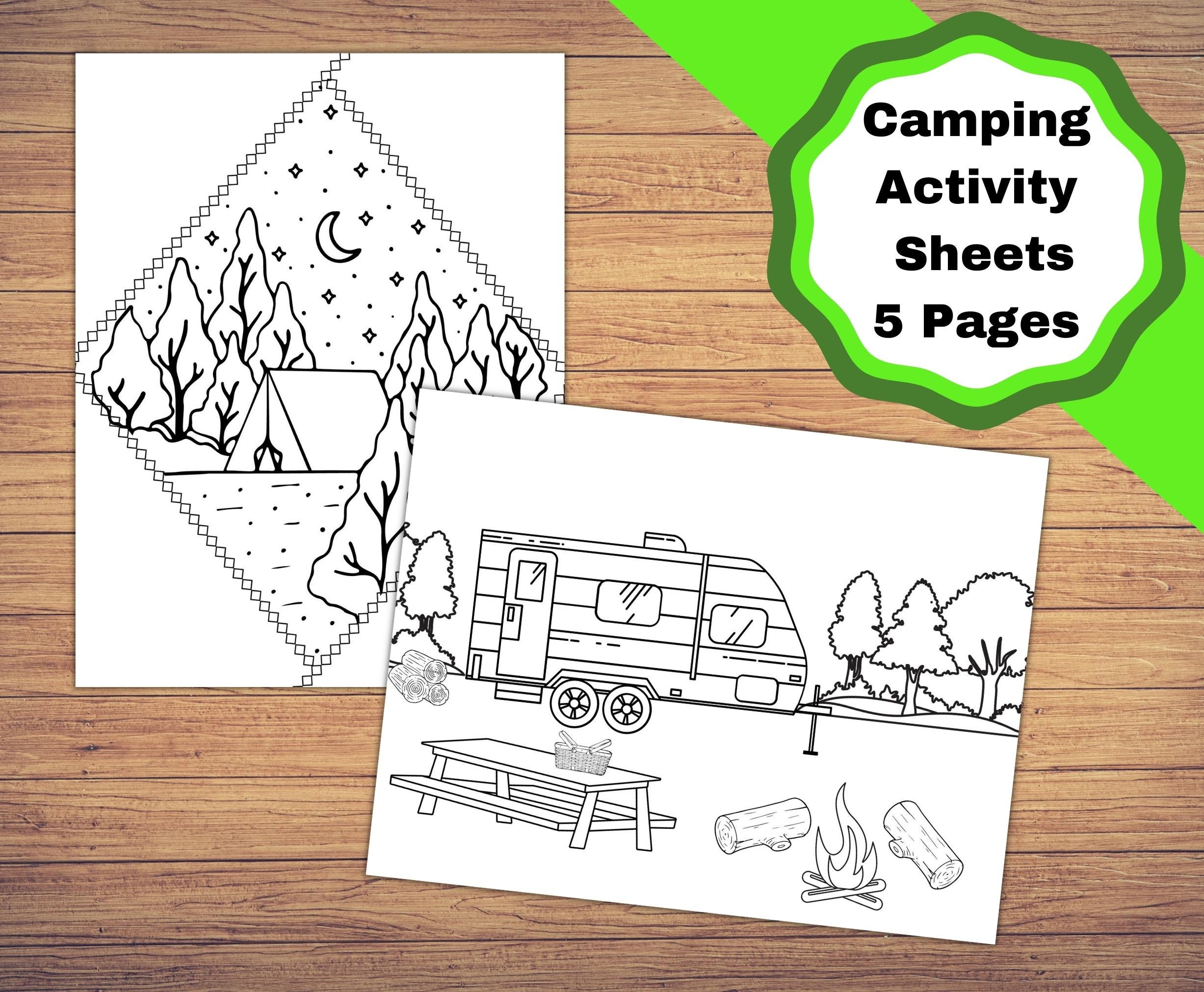 Printable Camping Themed Games and Activity Sheets, Camping Coloring ...