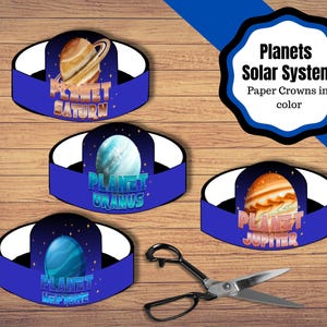 Planet and Solar System Paper Crown, Planets and Sun Colorful Kids ...