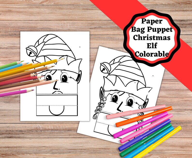 Printable Paper Bag Elf Puppet. This is a Colorable Elf Printable to ...