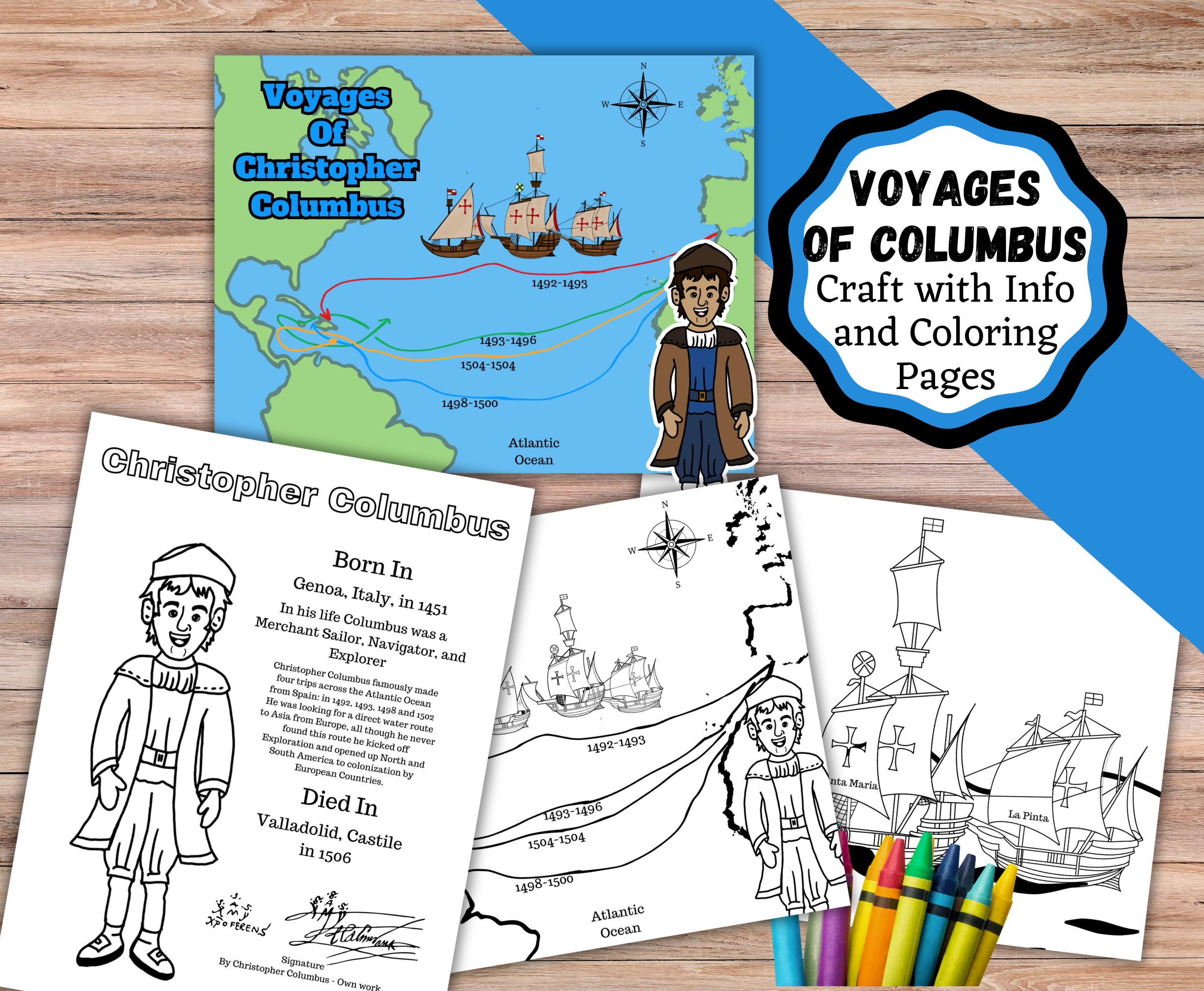 Columbus Day Kids Craft With Info Page and Coloring Page. Columbus Day ...