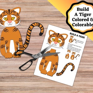 Printable Build A Tiger Craft. Build a Tiger in Both a Colored and ...