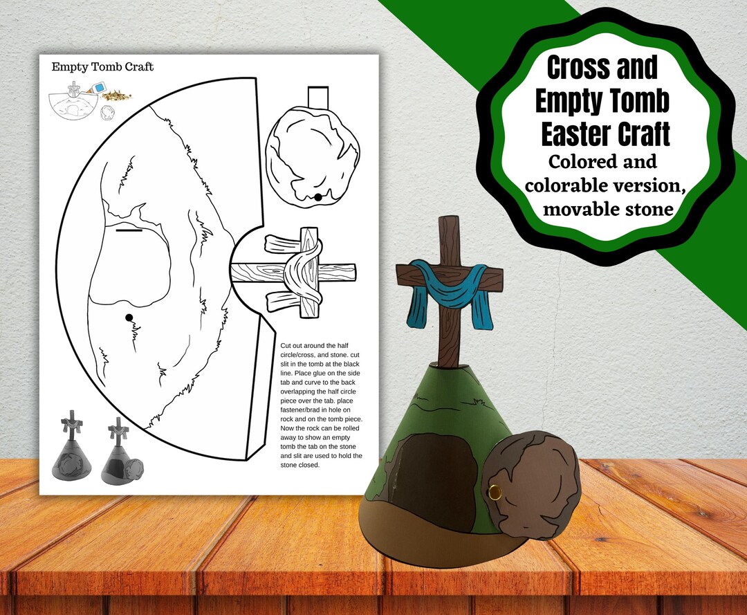 Empty Tomb Kids Craft. Easter Craft With Cross and Empty Tomb With ...