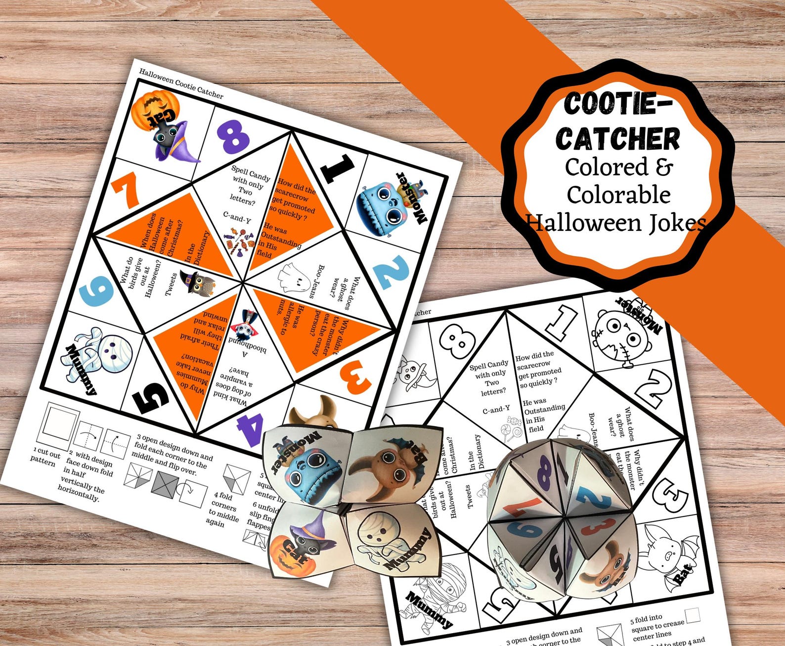 Printable Halloween Cottie-catcher. Colored and Colorable Halloween ...