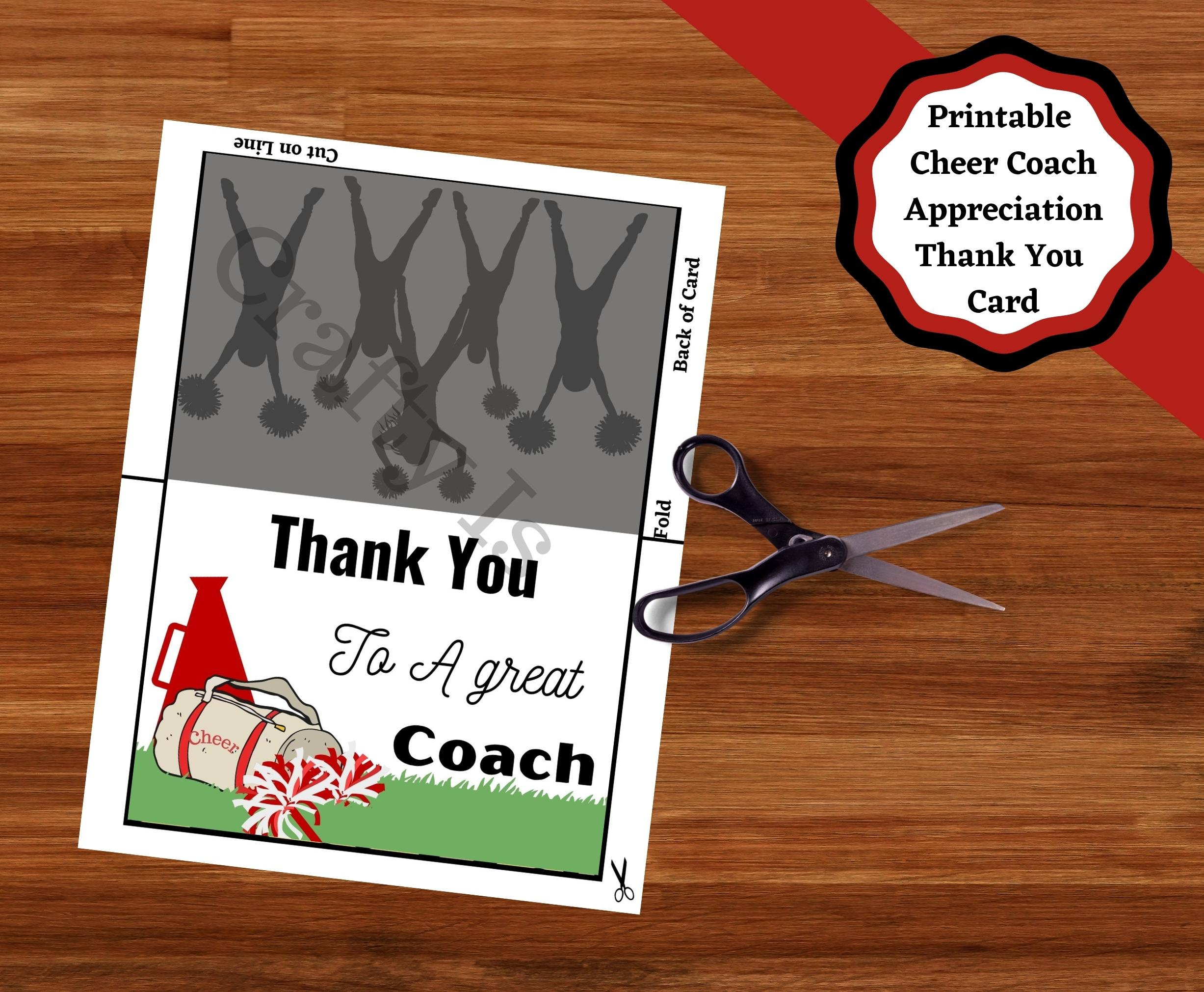 Cheer Coach Printable Thank You Card, Cheerleading - Etsy