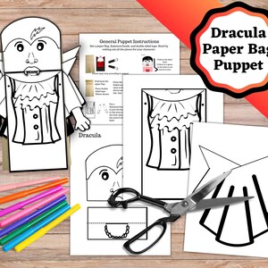 Printable Dracula Paper Bag Puppet. Paper Bag Puppet Cut Out for ...