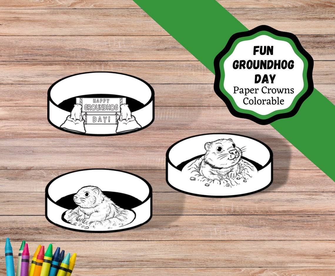 Printable Colorable Groundhog Day Paper Crowns, Fun Groundhogs Day ...