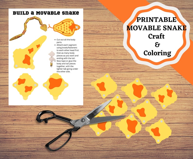 Movable Snake Craft, Printable Snake Can Be Used as a Finger Puppet ...