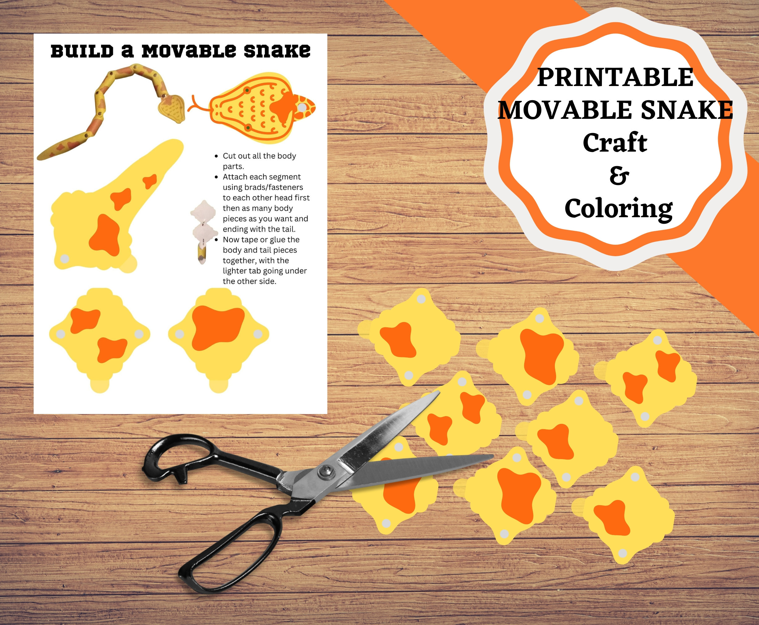 Movable Snake Craft, Printable Snake Can Be Used as a Finger Puppet ...