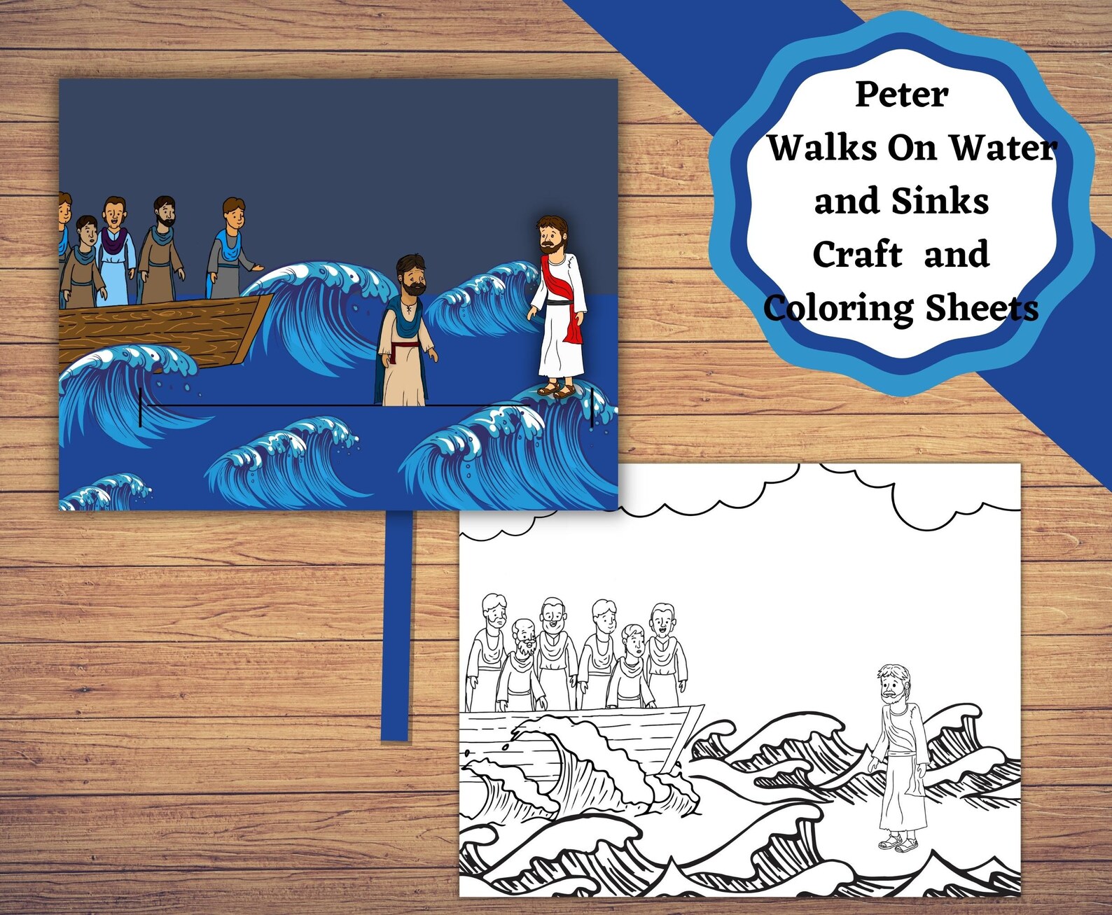 Peter Walks on Water and Sinks Beneath the Water, Printable Craft and ...