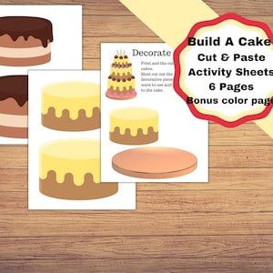 Printable Lets Make a Cake Activity Sheets. Decorate a Cake - Etsy