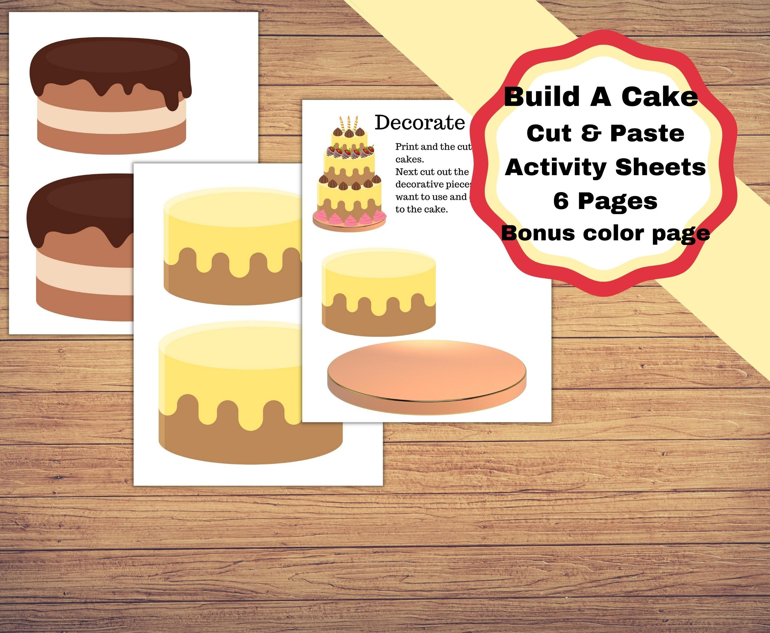 Printable Lets Make a Cake Activity Sheets. Decorate a Cake - Etsy