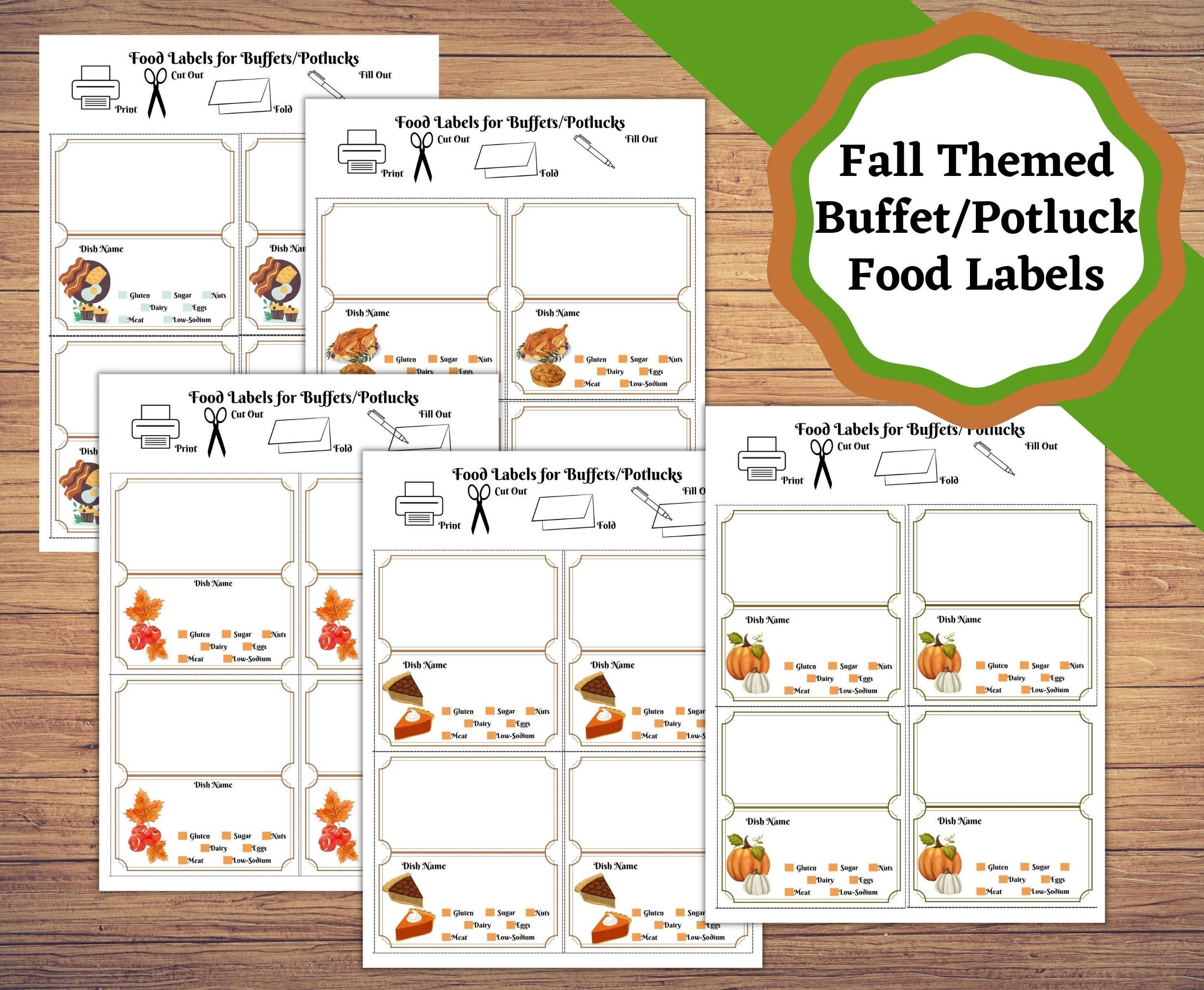 Printable Fall/thanksgiving Themed Food Labels for Buffets, Potlucks ...