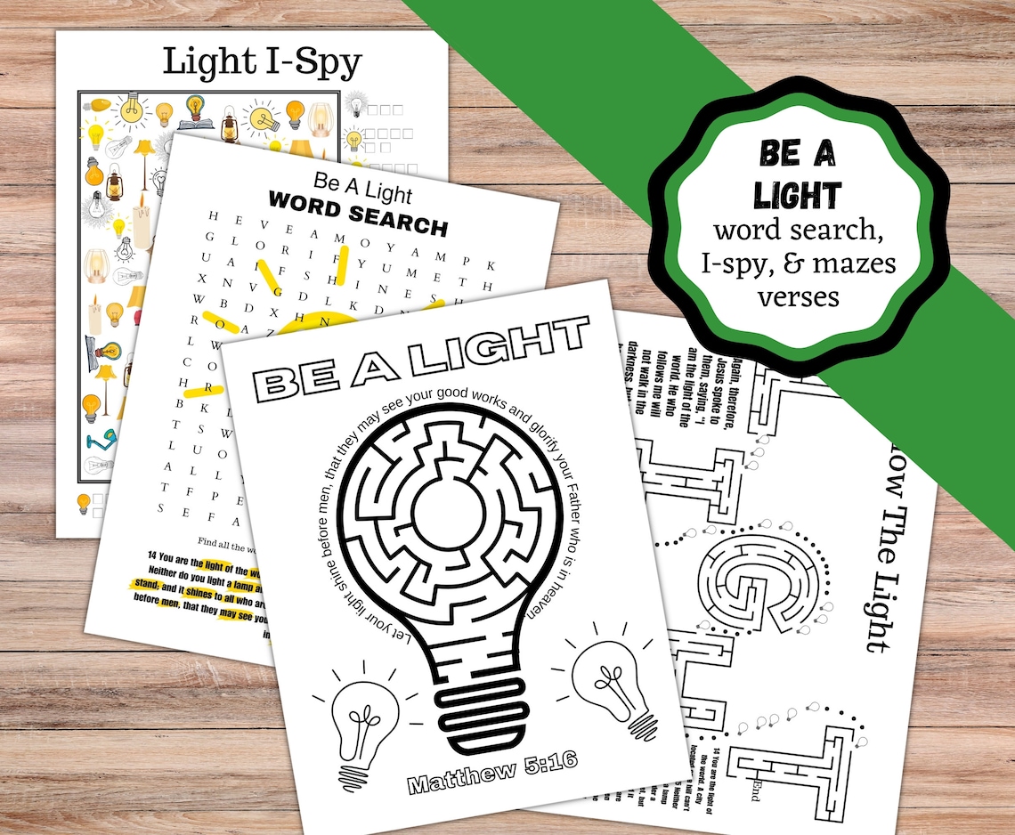 Printable Word Search, I-spy, and Mazes for Being a Light for Jesus ...