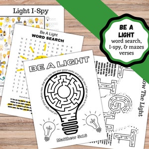 Printable Word Search, I-spy, and Mazes for Being a Light for Jesus ...