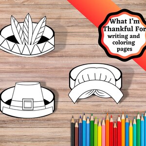 Thanksgiving Paper Crowns, Printable Paper Crowns With Pilgrim Hat and ...