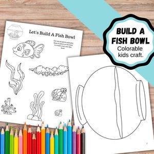 Printable Colorable Build a Fish Bowl. Kids Craft Printable Colorable ...