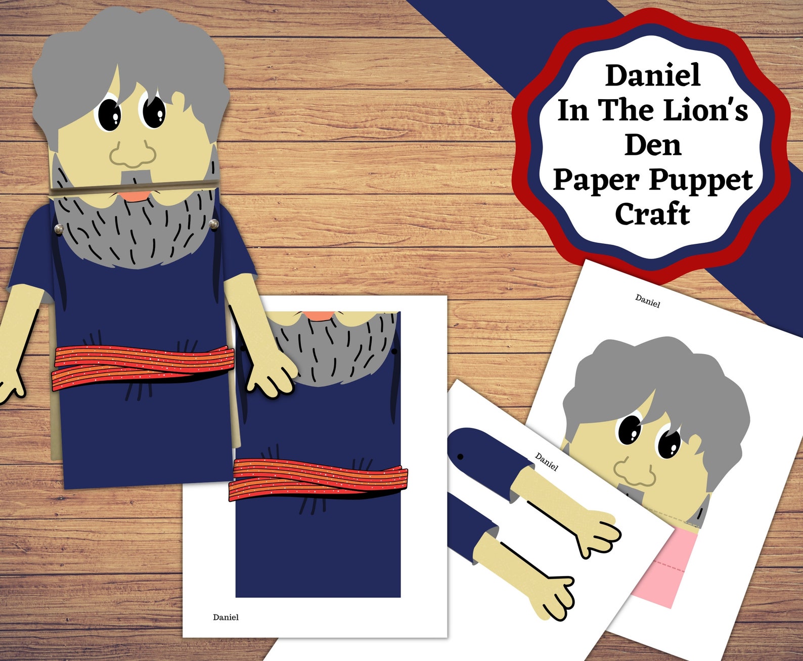 Printable Daniel in the Lions Den Paper Puppets. Daniel, King Darius, and Lions. Bible Story ...