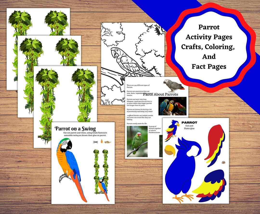 Printable Parrot Educational Crafts and Activity Pages. Parrot Decor ...