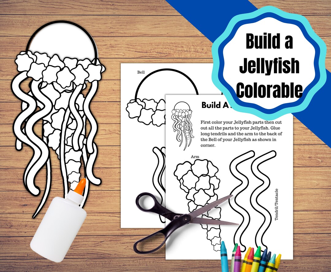 Printable Jellyfish Craft for Kids, Colorable Jellyfish. Build a ...