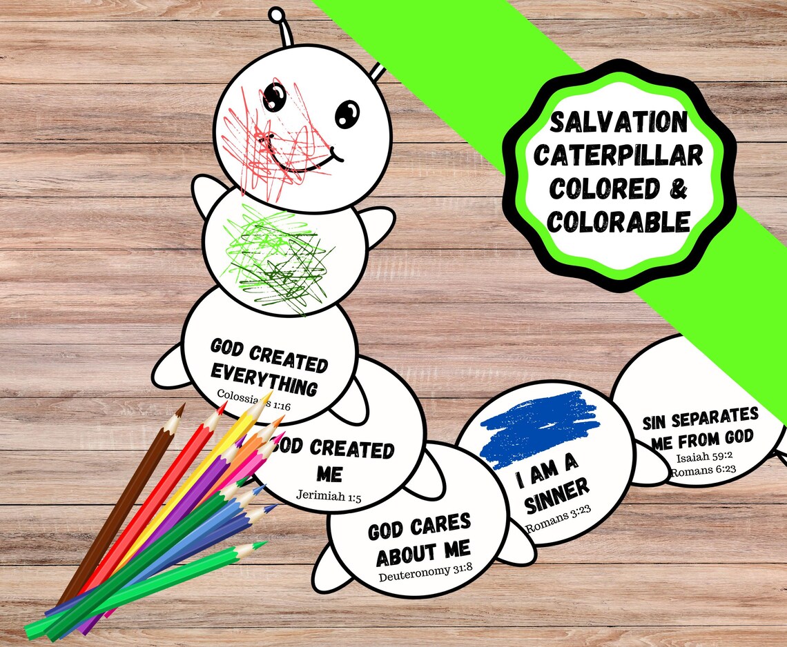 Salvation Caterpillar, Kids Salvation Craft. Salvation Kids Colorable ...