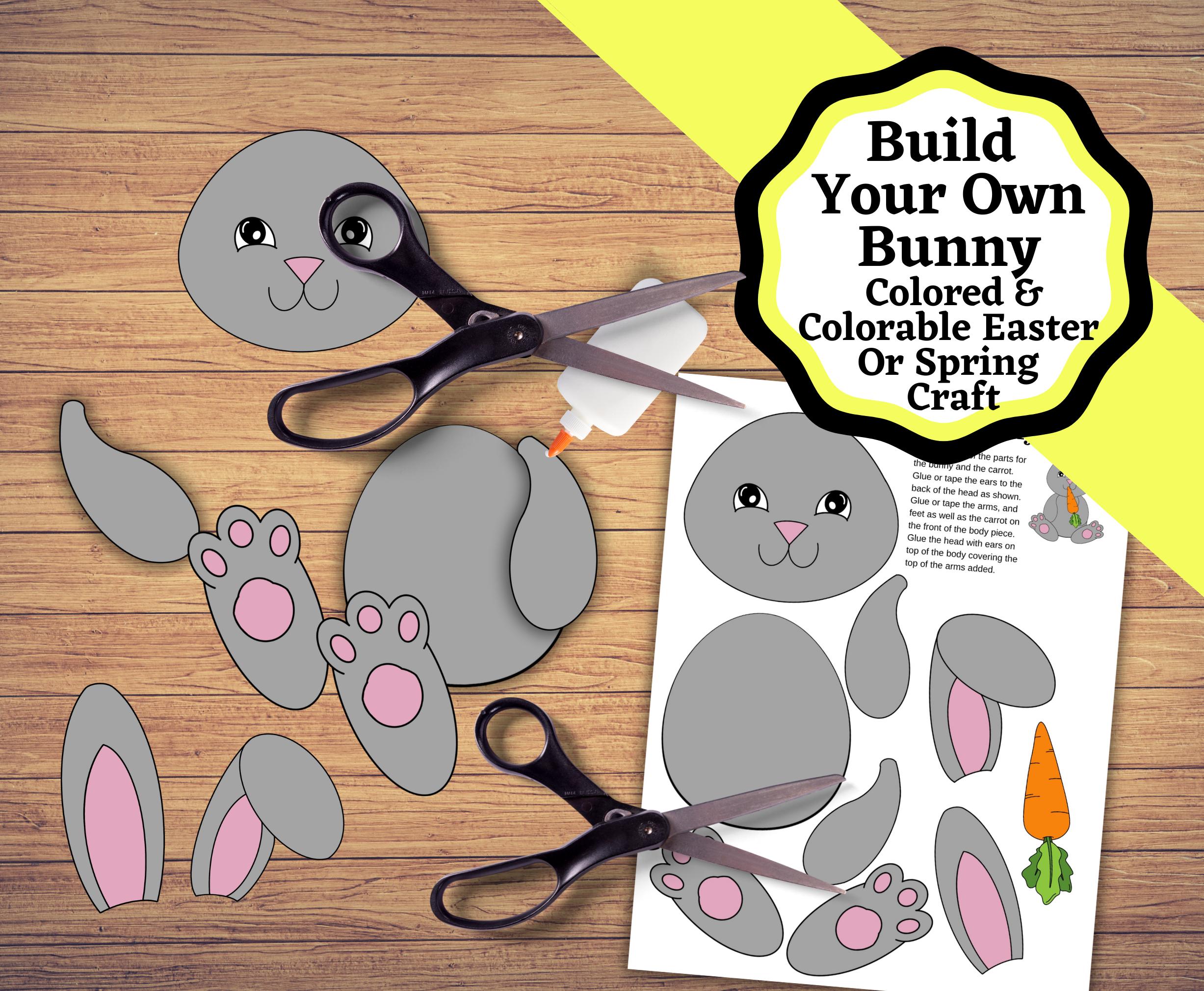 Build A Bunny Printable Kids Craft. Kids Printable Colorable and ...