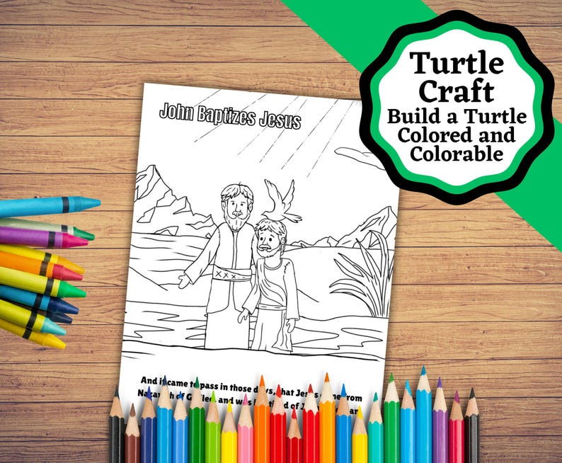 Jesus Baptized by John at the Jordan River, Printable Coloring Bible ...