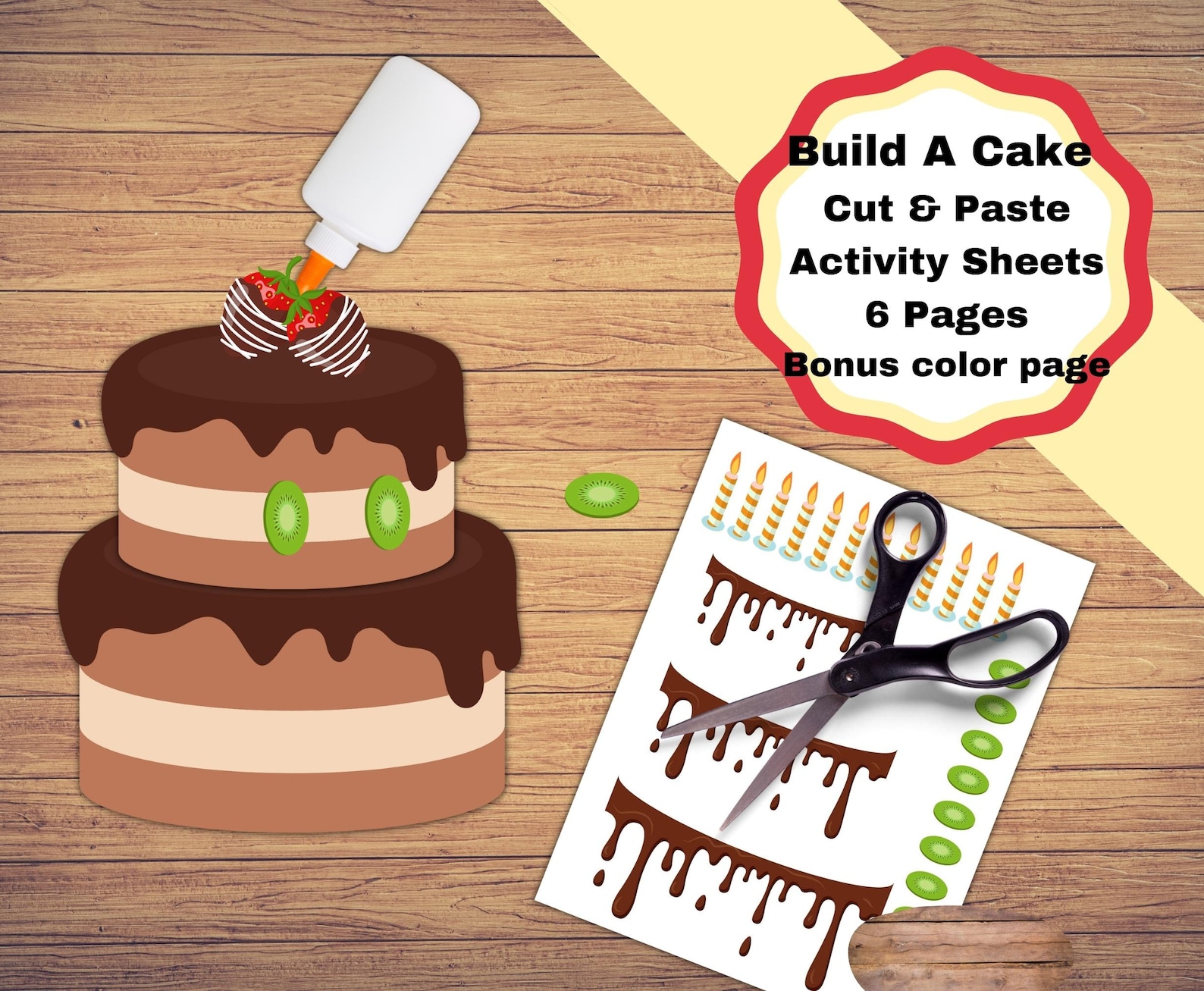 Printable Lets Make a Cake Activity Sheets. Decorate a Cake - Etsy
