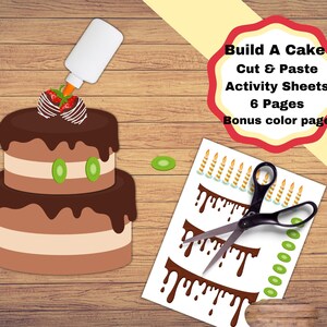 Printable Lets Make a Cake Activity Sheets. Decorate a Cake - Etsy