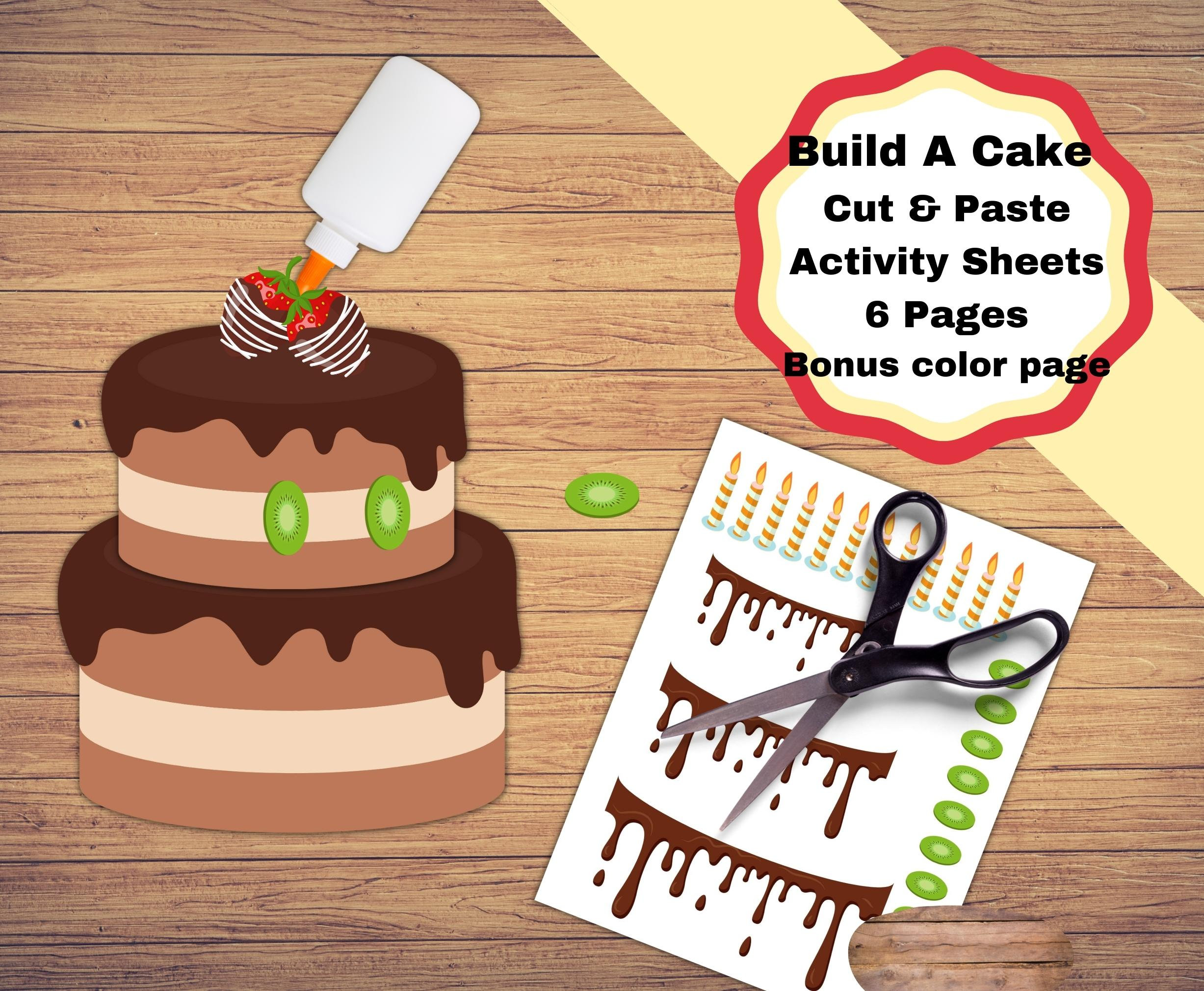 Printable Lets Make a Cake Activity Sheets. Decorate a Cake - Etsy