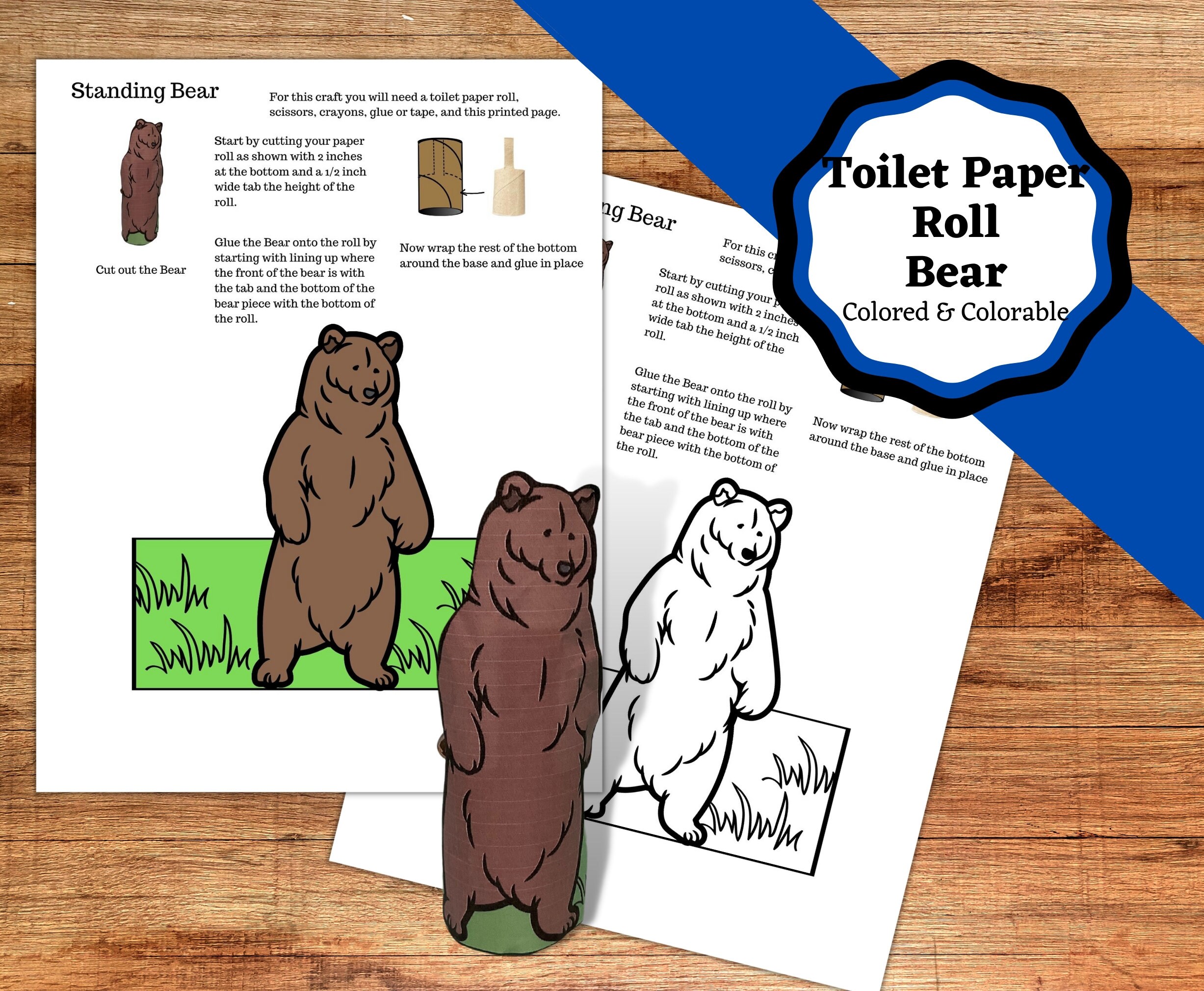 Printable Toilet Paper Roll Bear Craft. Toilet Paper/card Board Roll ...