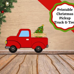 Printable Red Truck With Christmas Tree Craft and Decoration, Christmas ...