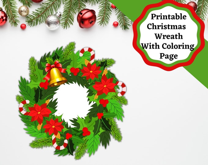 Printable DIY Christmas Wreath Craft for Kids | Holiday Coloring & Cut ...