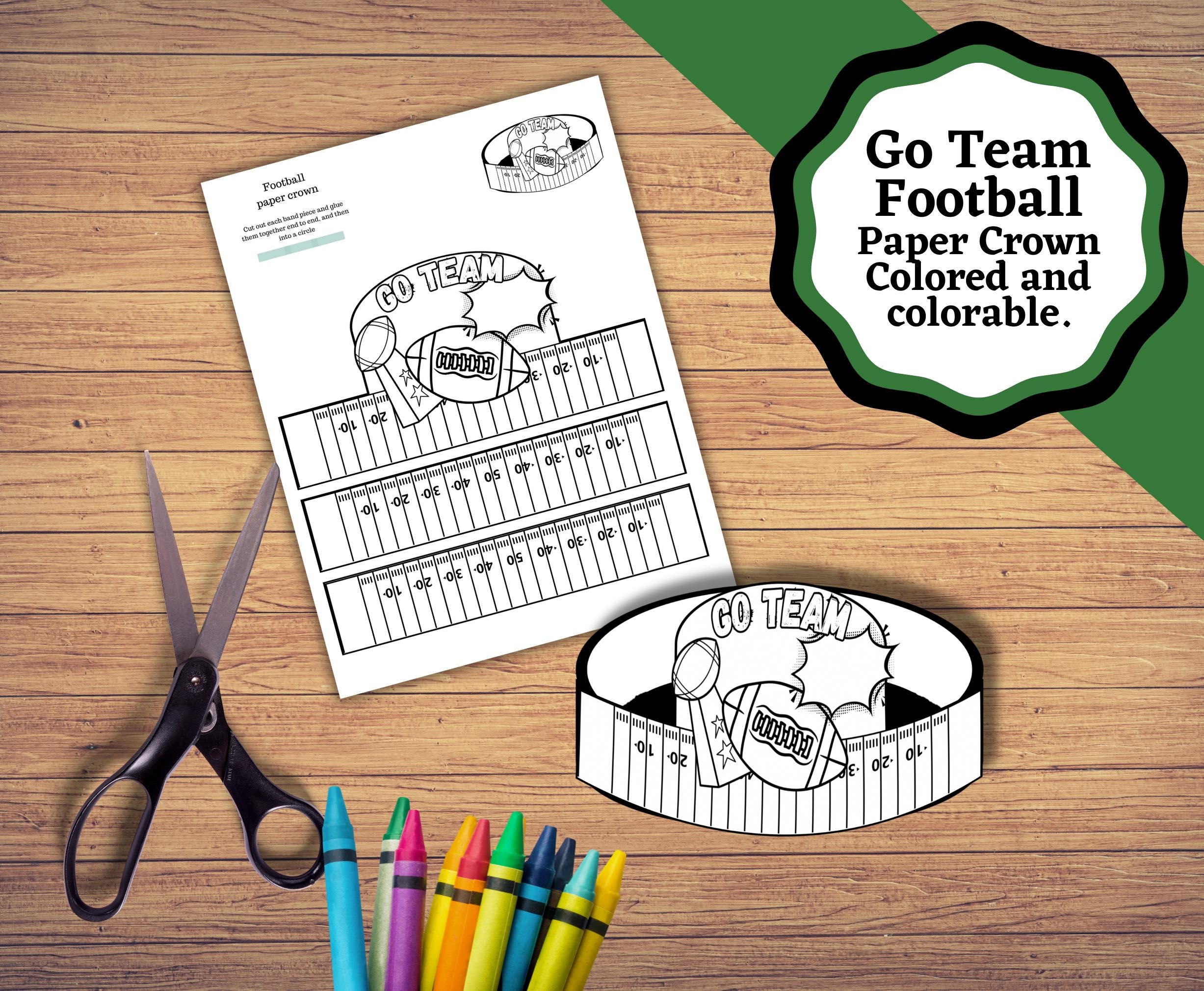 Printable Foot Ball Paper Crown, Go Team Football Craft, Coloring, and ...