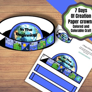 Printable 7 Days of Creation Paper Crown. in the Beginning Colorable ...