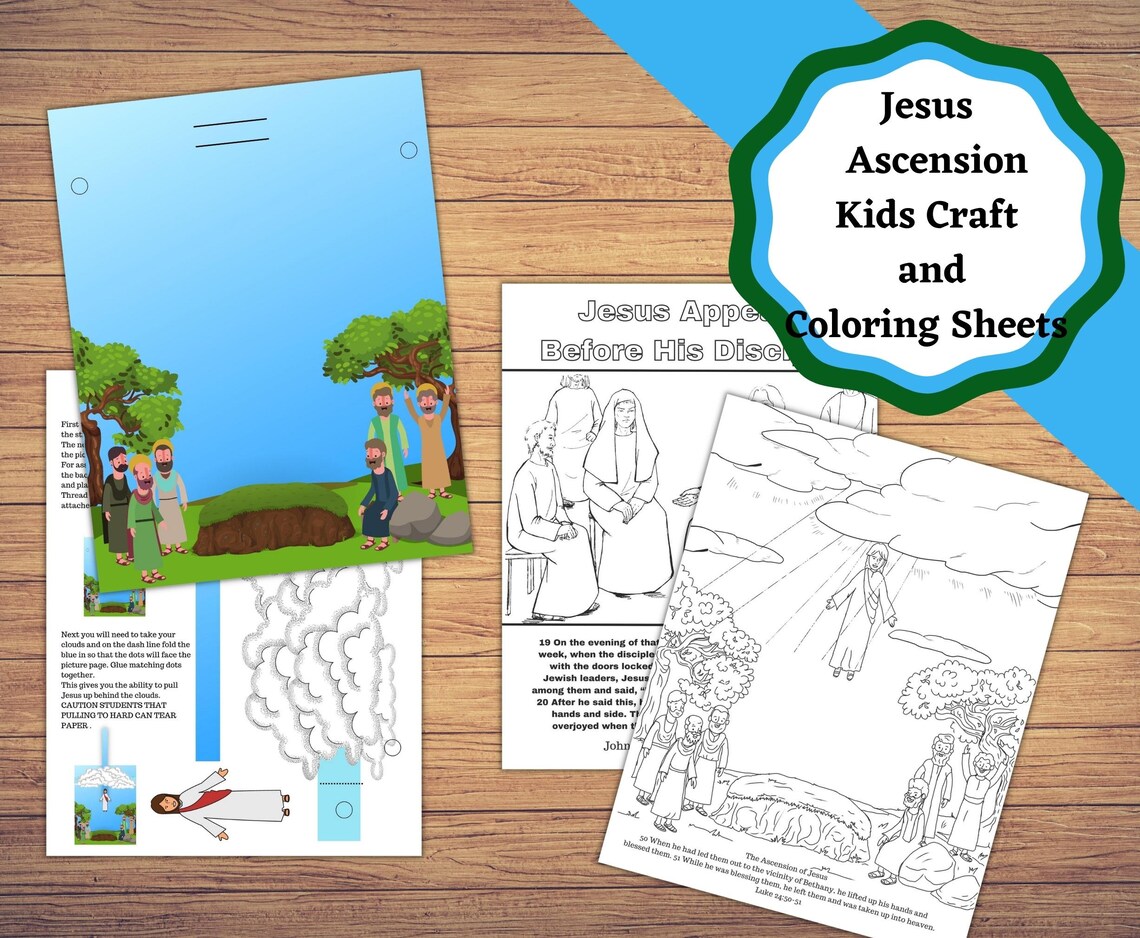 Jesus Ascension Printable Kids Craft and Coloring Sheets. - Etsy