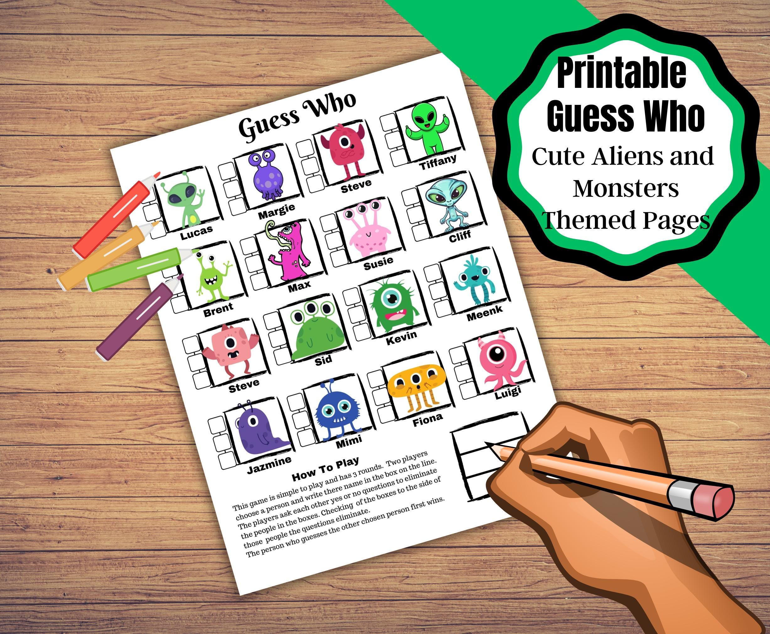 Printable Guess Who Game Pages. Guess Who Cute Aliens and Monsters ...