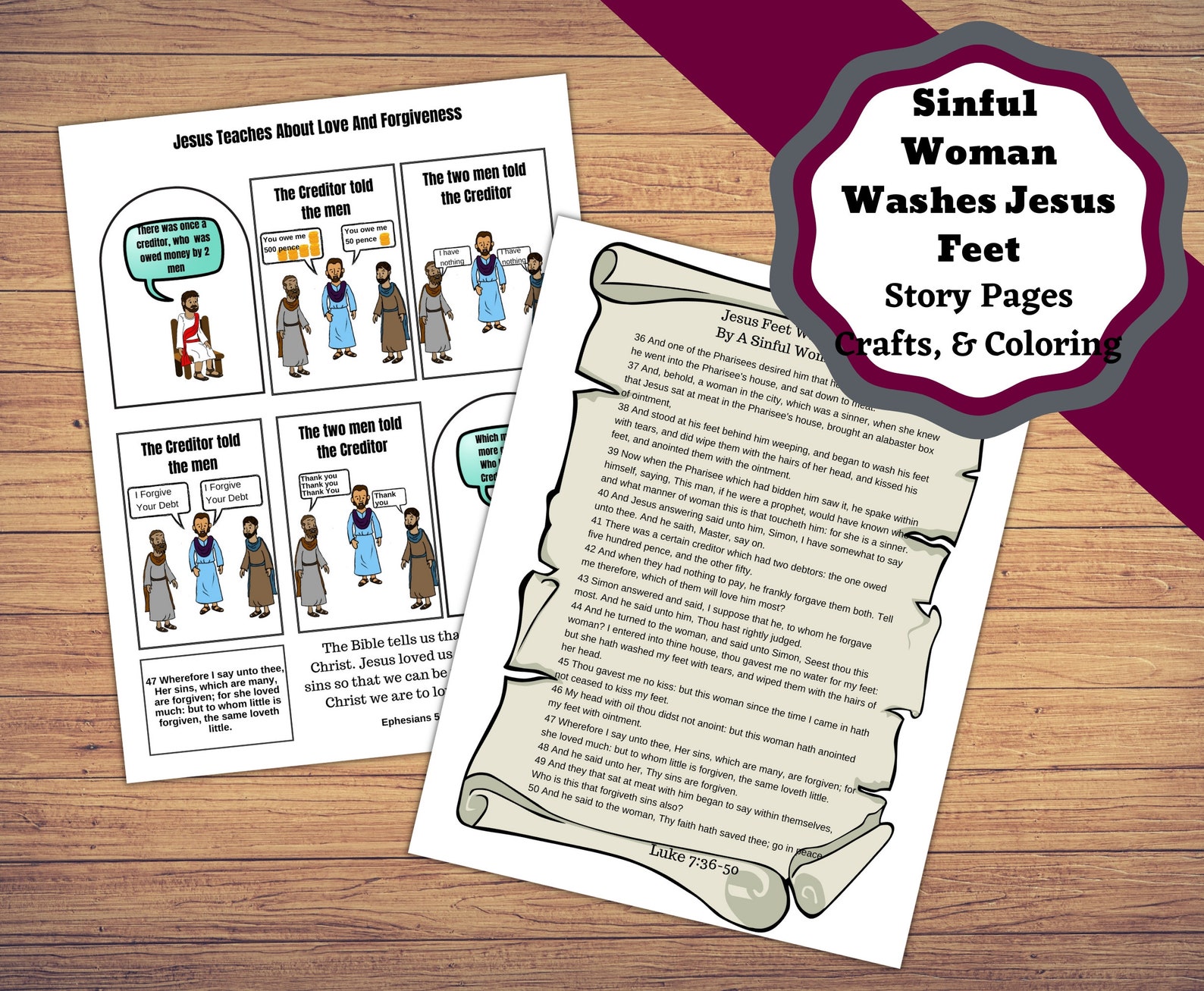 Printable, Sinful Woman Washes Jesus Feet, Craft, Coloring, and Story ...