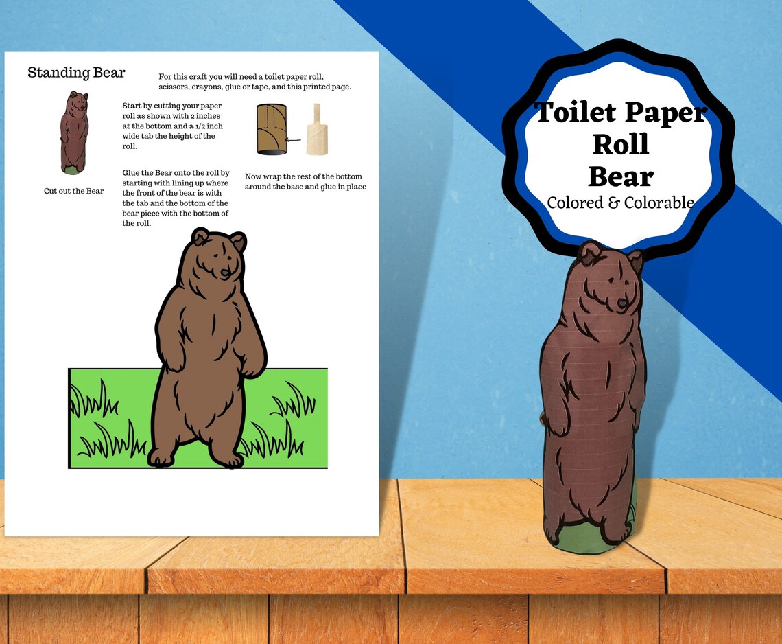 Printable Toilet Paper Roll Bear Craft. Toilet Paper/card Board Roll ...