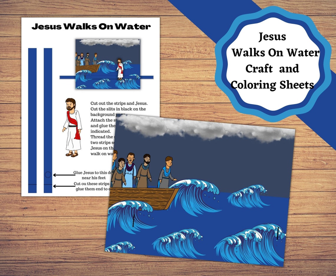 Jesus Walks on Water Moving Bible Story Craft, Printable Jesus Activity ...