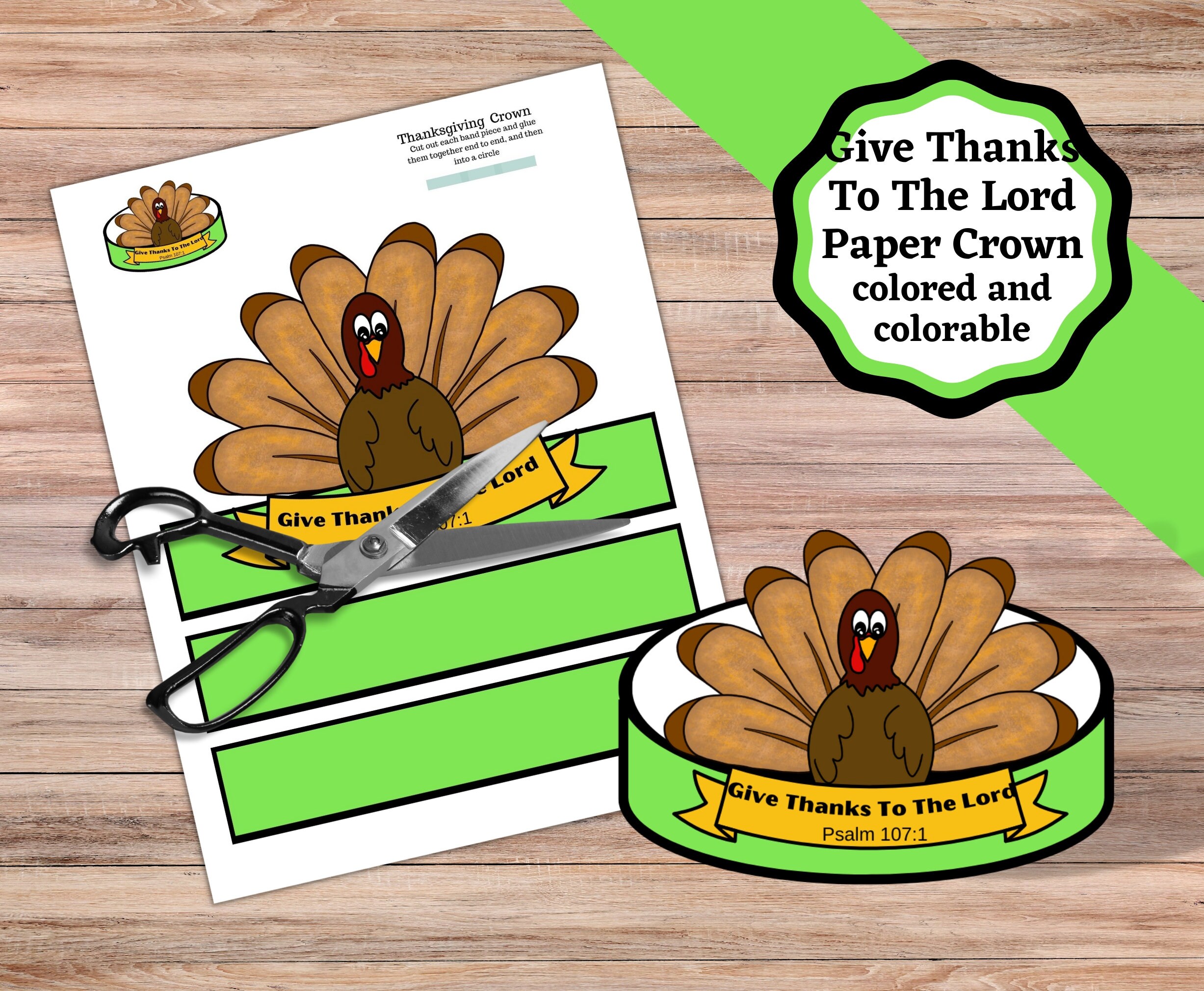 Give Thanks to the Lord Printable Thanksgiving Crown. Kids Christian ...