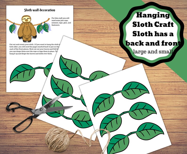 Printable Sloth in Small and Large for Decoration and to Hang ...