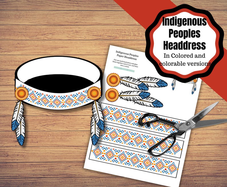Printable Indigenous People Head Band, Native American Headdress ...