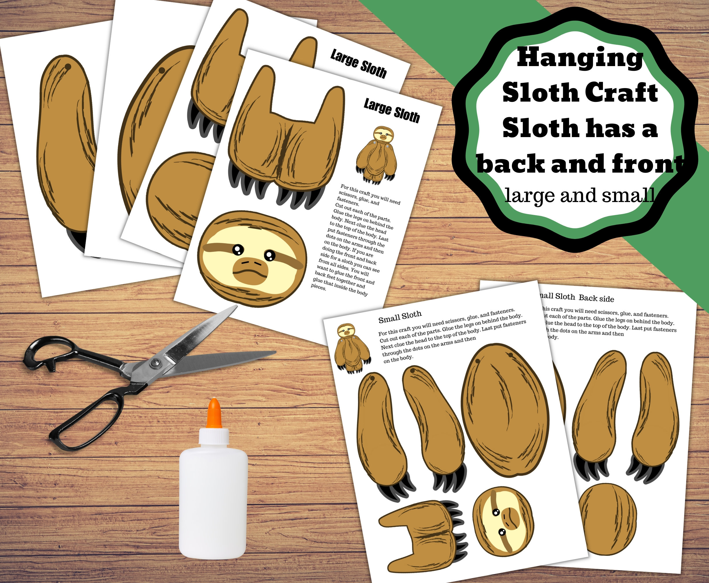Printable Sloth in Small and Large for Decoration and to Hang ...
