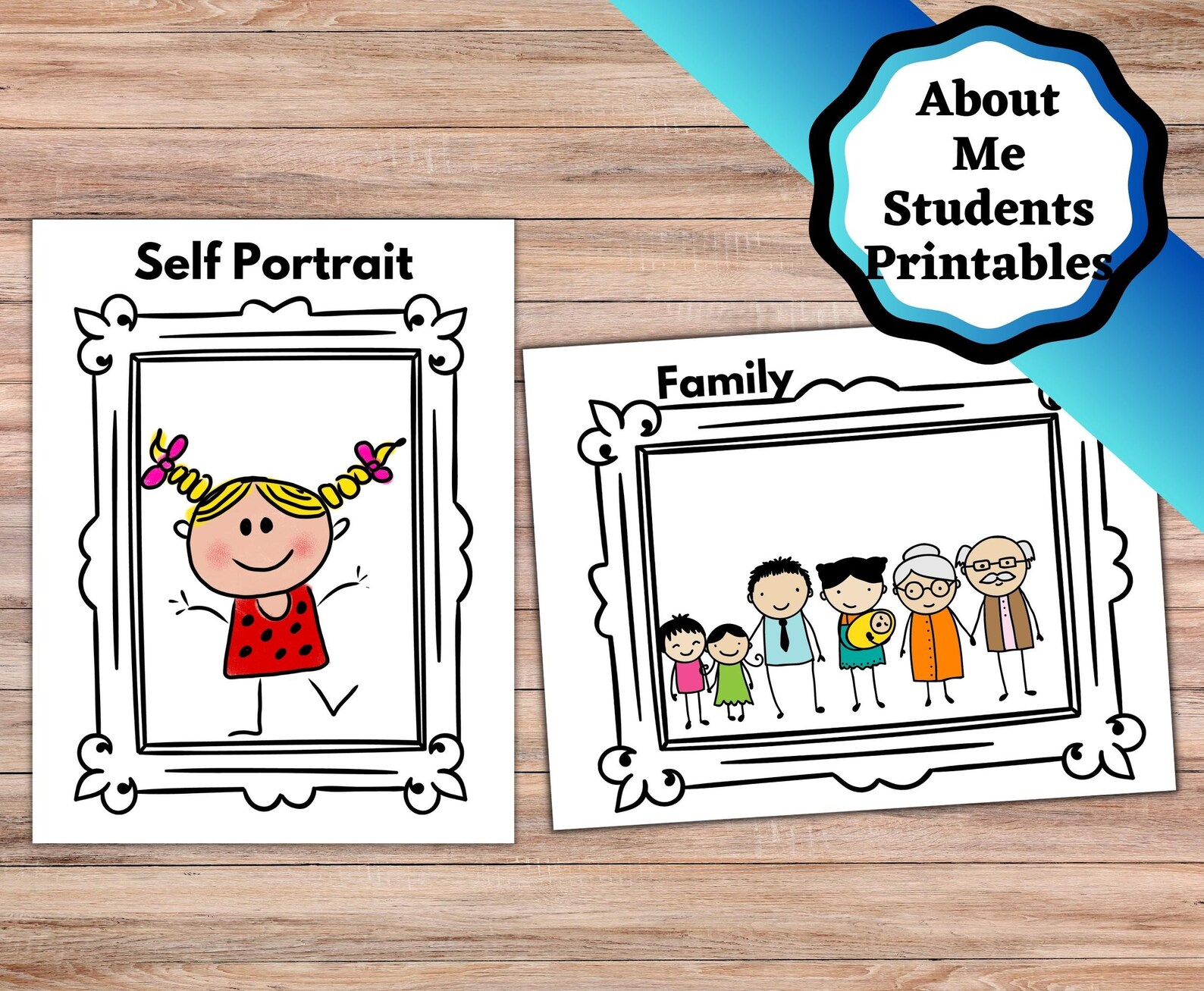 Printable About Me Pages for Students, Self Portrait Page, Favorite ...