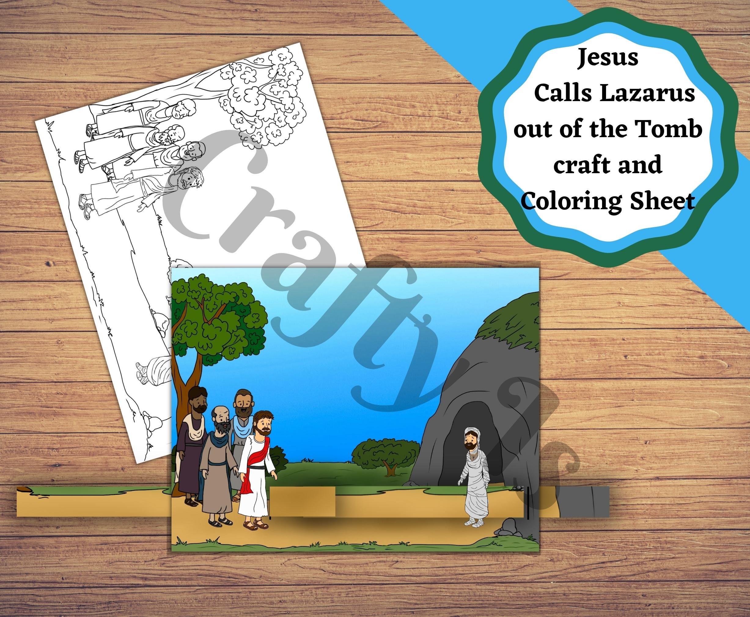 Printable Jesus Calling Lazarus From the Tomb Craft, Sunday School ...