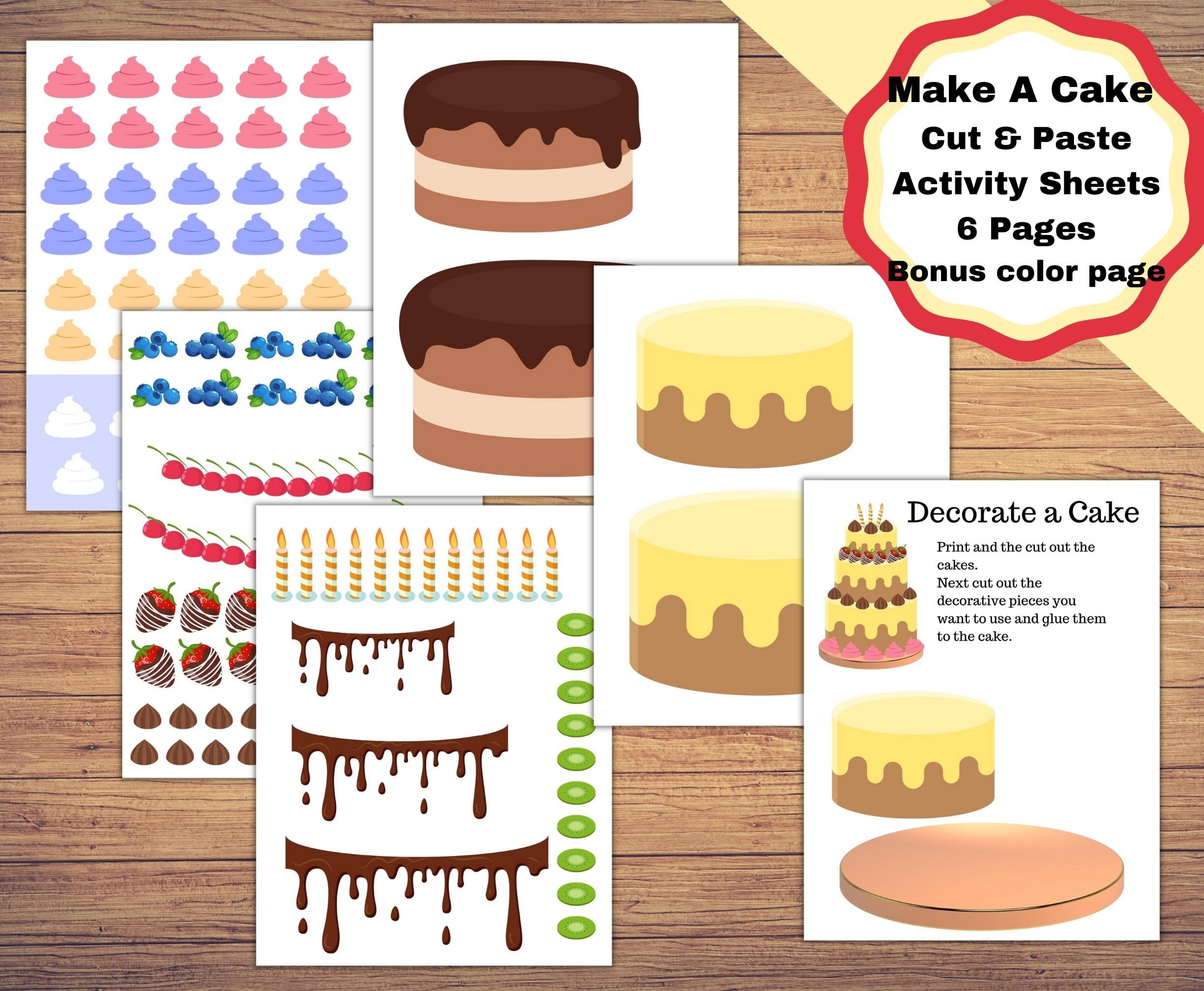 Printable Lets Make a Cake Activity Sheets. Decorate a Cake - Etsy