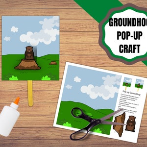 Printable Groundhog Pop-up Craft, Groundhogs Day Kids Craft, Kids ...