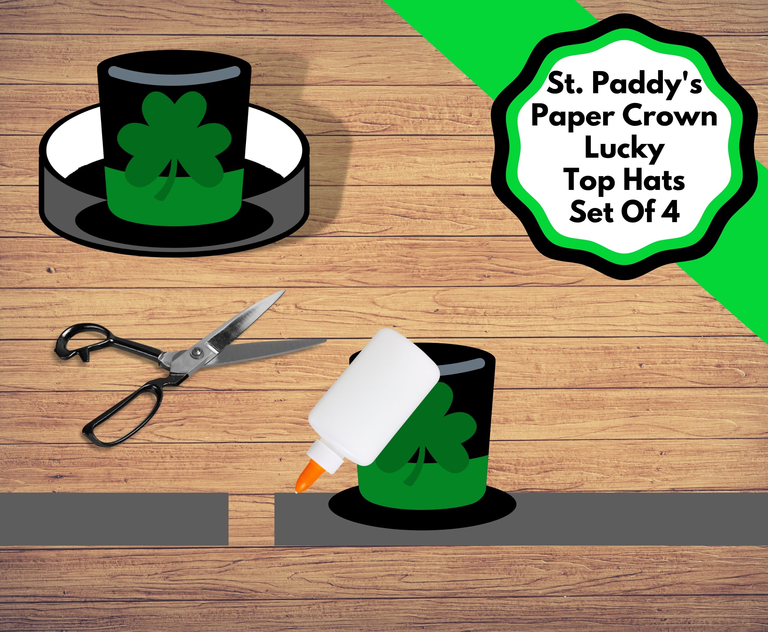 Printable Paper Lucky Top Hats Crown for Kids, St. Patrick's Day Kids ...